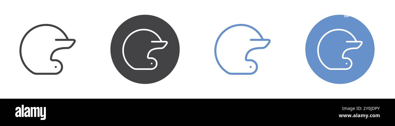 Helmet icon Flat set in black and white color outline vector mark Stock ...