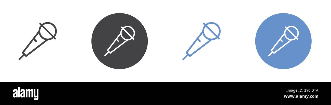 Microphone icon Flat set in black and white color outline vector mark ...