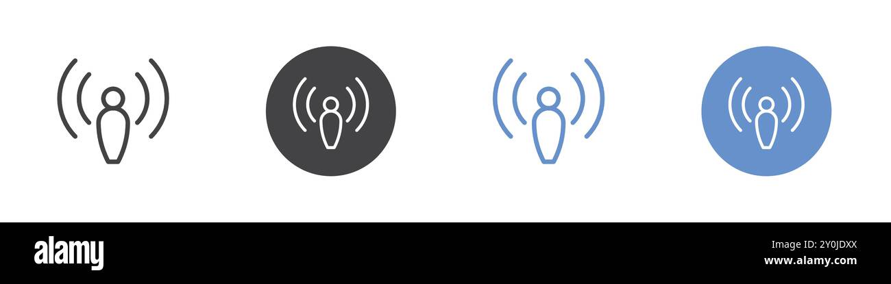 Podcast icon Flat set in black and white color outline vector mark ...