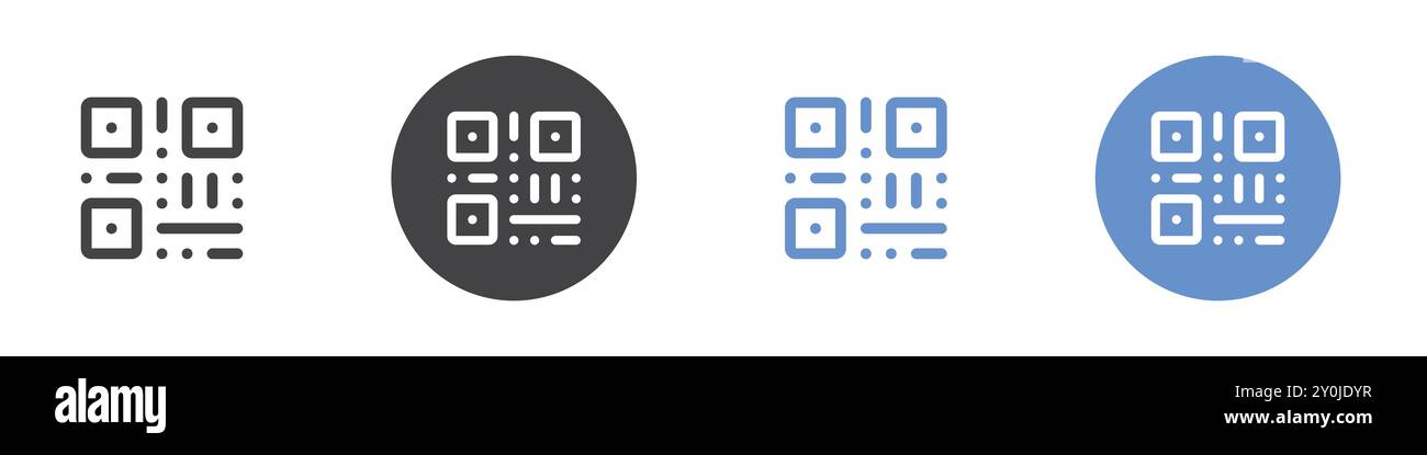 Qr code icon Flat set in black and white color outline vector mark ...