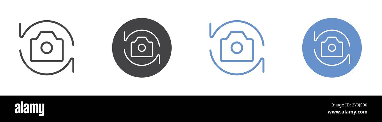 Rotate camera icon Flat set in black and white color outline vector mark Stock Vector Image ...
