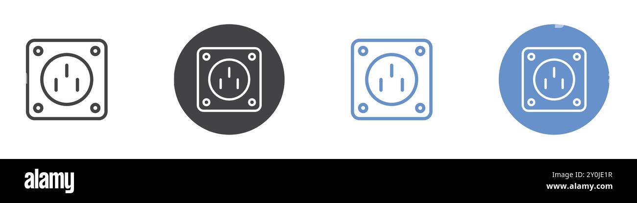 Socket icon Flat set in black and white color outline vector mark Stock ...