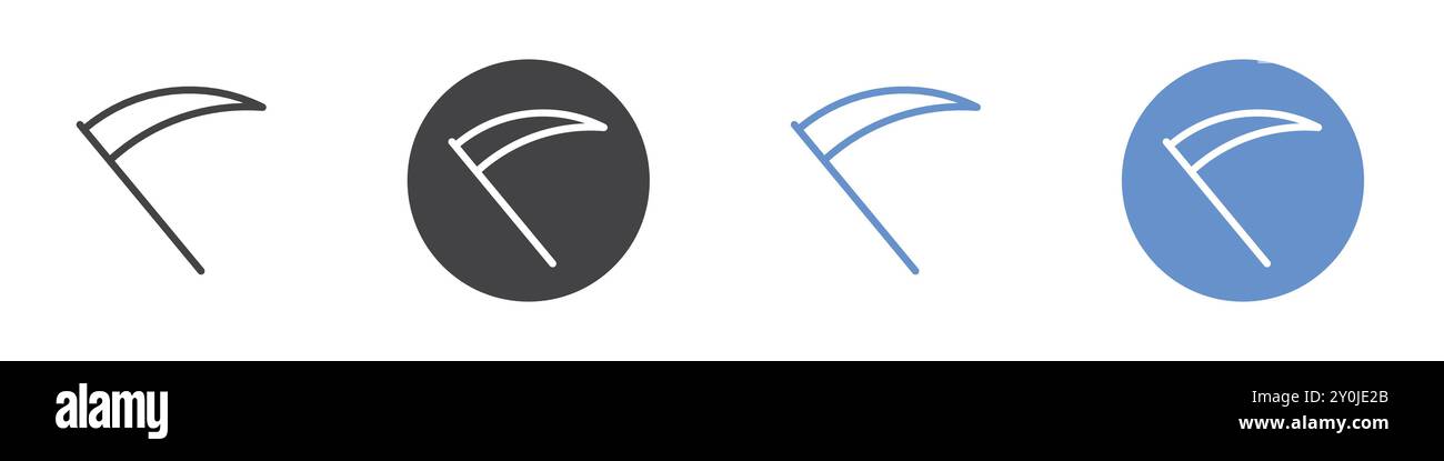 Scythe icon Flat set in black and white color outline vector mark Stock ...