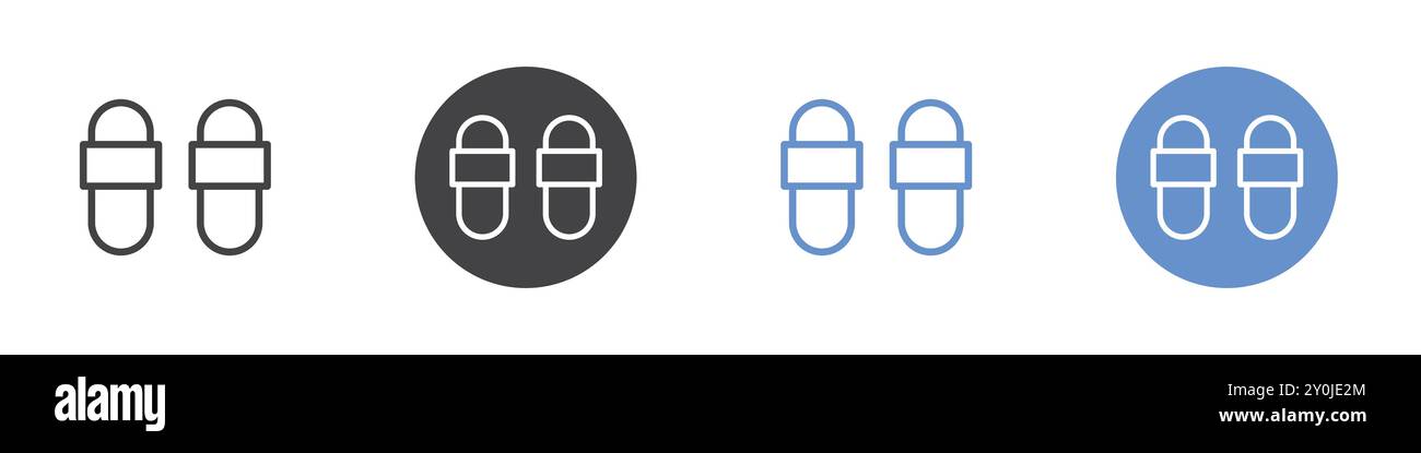 Slippers icon Flat set in black and white color outline vector mark Stock Vector Image & Art - Alamy