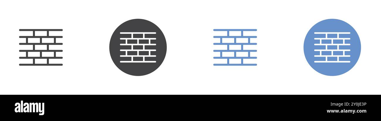 Wall icon Flat set in black and white color outline vector mark Stock ...