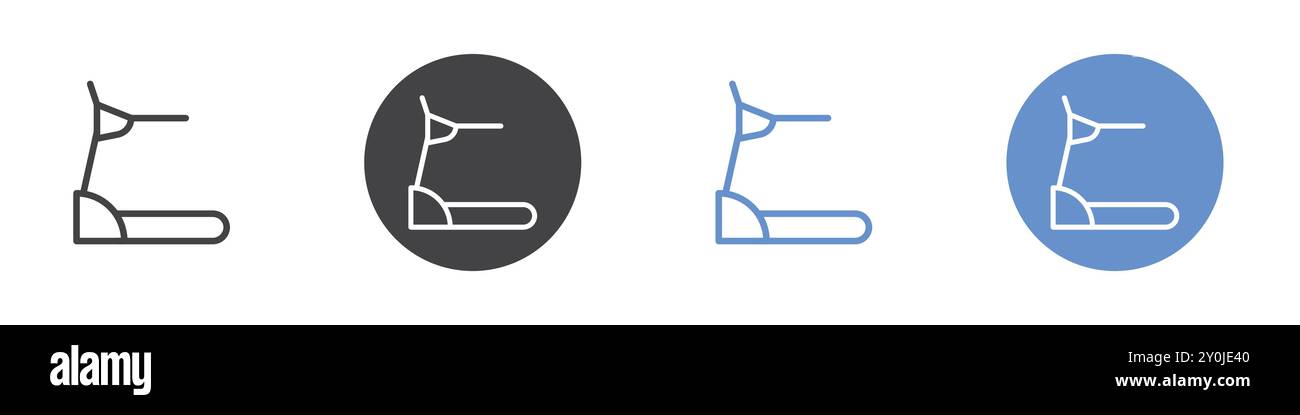 Treadmill icon Flat set in black and white color outline vector mark ...