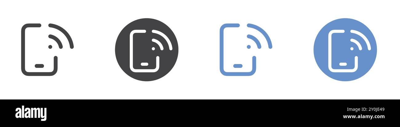Mobile signal icon Flat set in black and white color outline vector ...