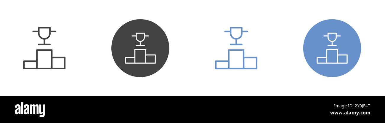 Winner trophy icon Flat set in black and white color outline vector ...