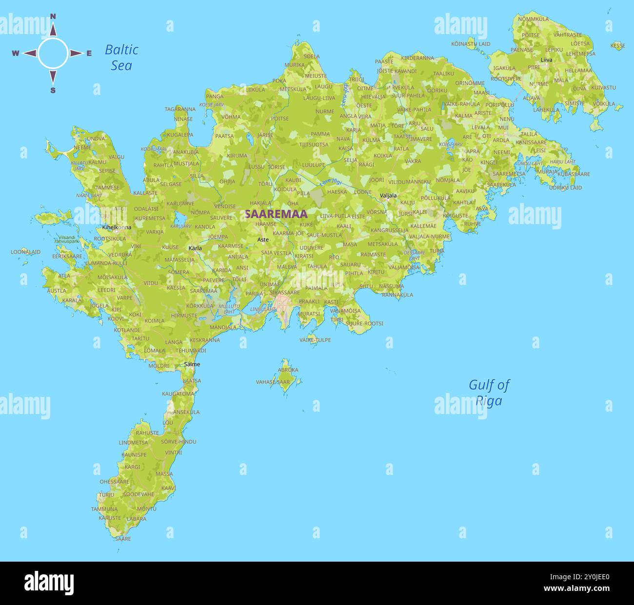 Saaremaa Island, Estonia detailed map Stock Vector Image & Art - Alamy