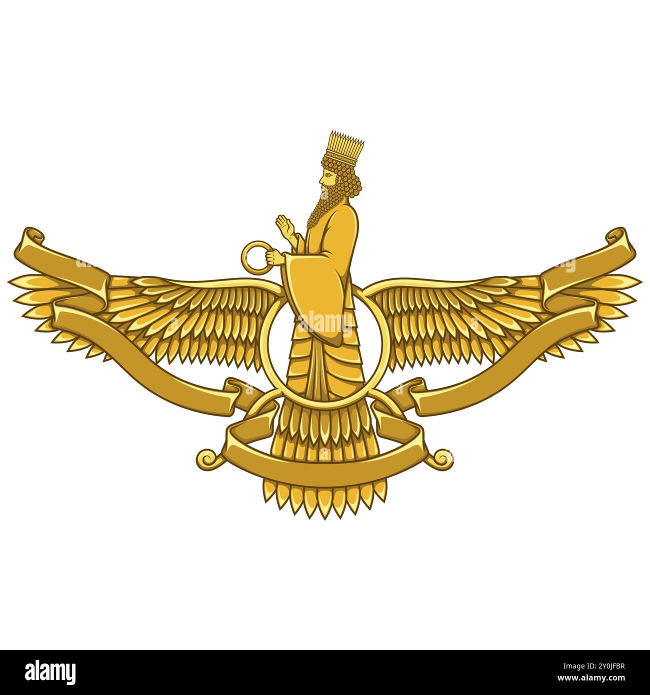 Vector design of Faravahar symbol, symbol of Zoroastrian religion, prophet Zoroastrianism on ...