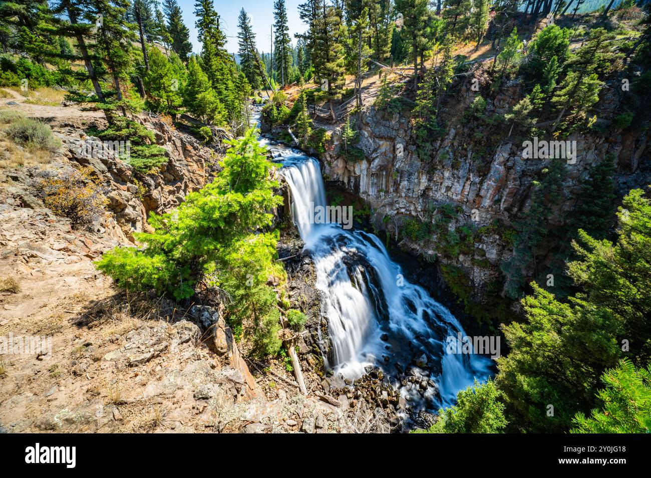 Yellowstone National Park Undine Waterfall overlook while hiking the ...