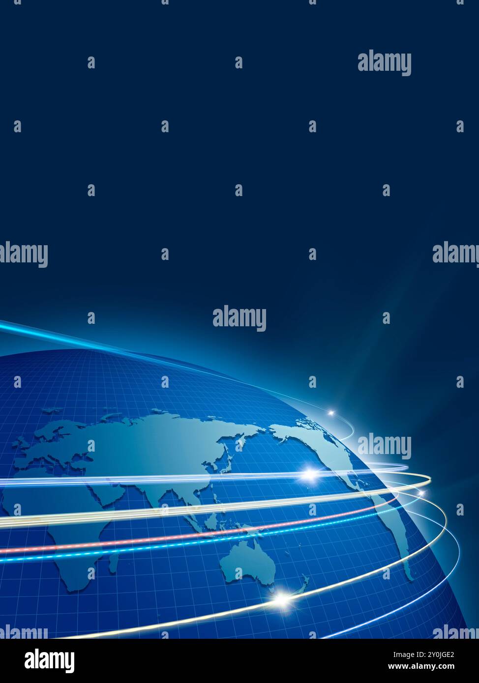 World map in light rays hi-res stock photography and images - Alamy