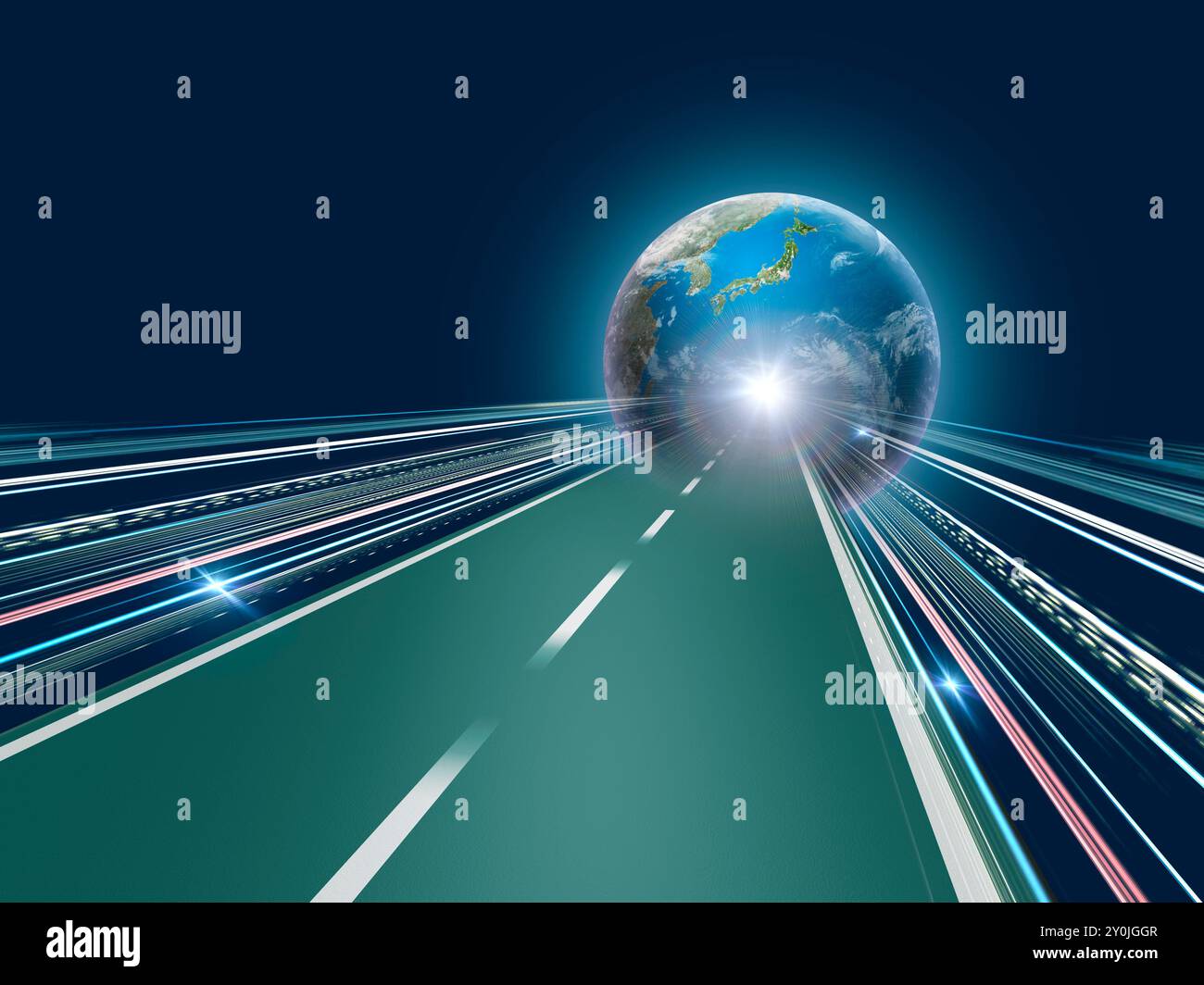 The earth and a paved road Stock Photo - Alamy