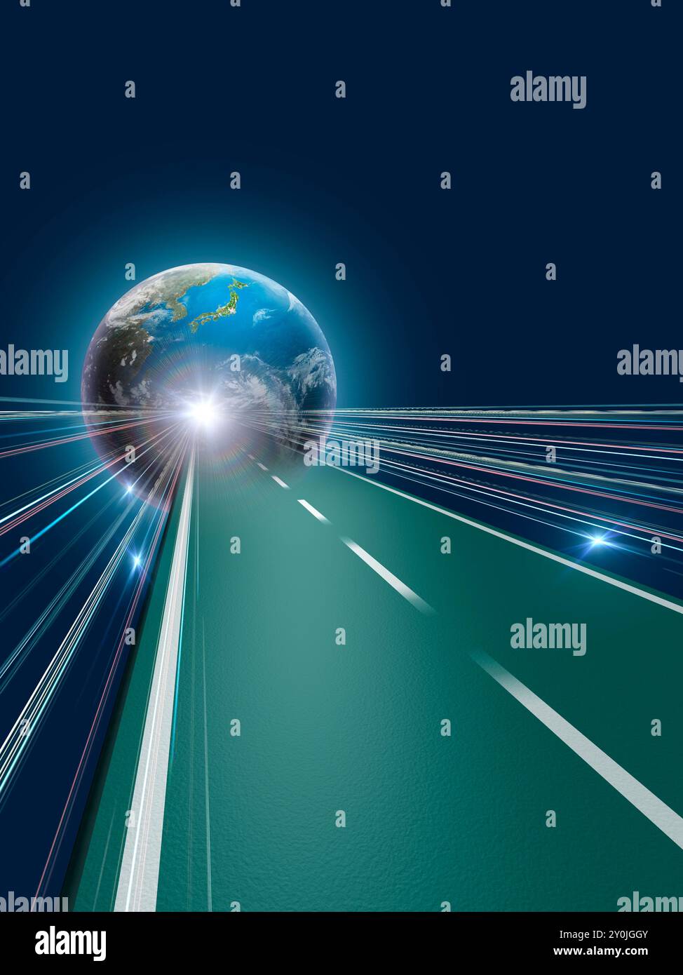 The earth and a paved road Stock Photo - Alamy