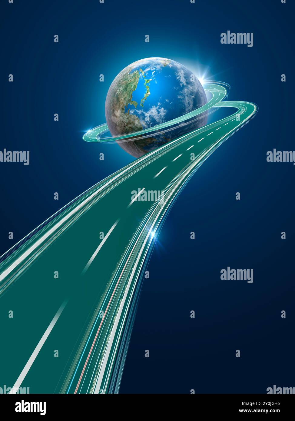 The earth and a paved road Stock Photo - Alamy