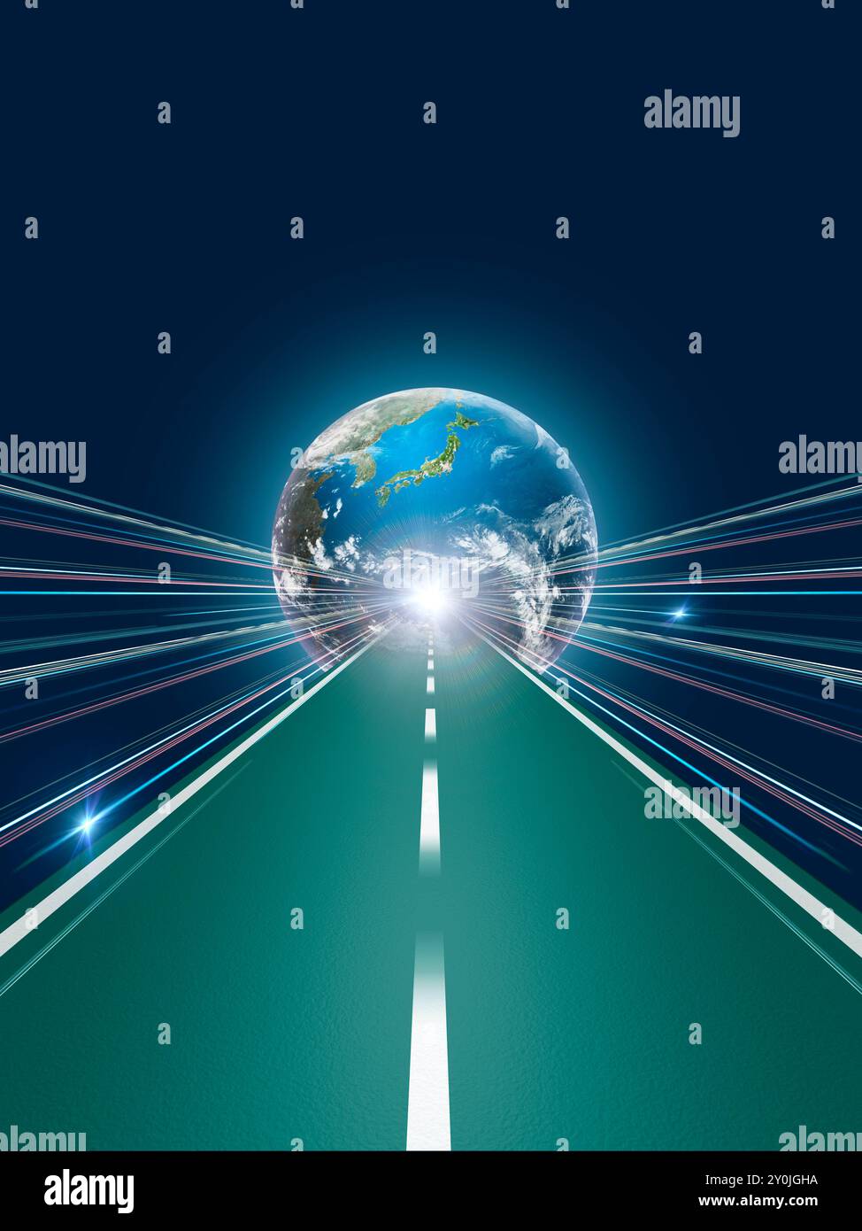 The earth and a paved road Stock Photo - Alamy
