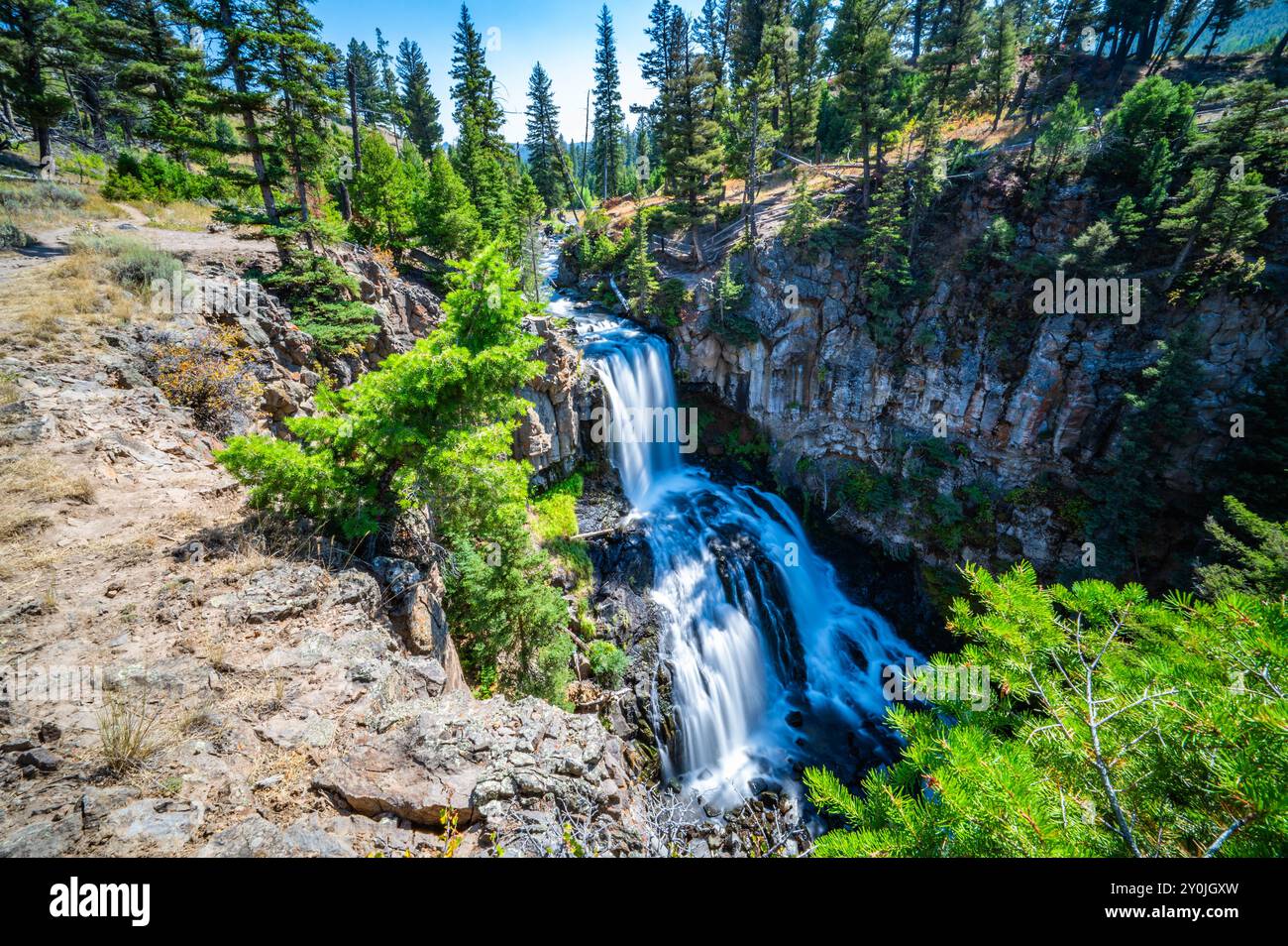 Yellowstone National Park Undine Waterfall overlook while hiking the ...