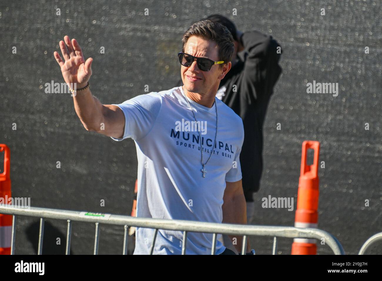 American actor Mark Whalberg arrives prior to Super Bowl LVIII, Sunday ...