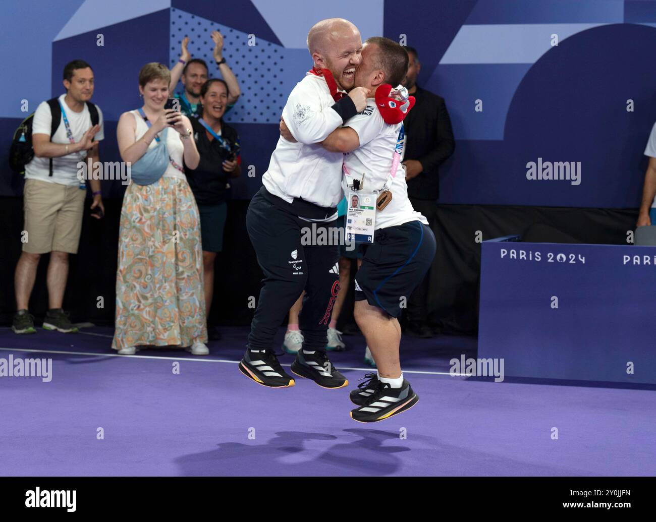 Paris, France. 2nd Sep, 2024. Krysten Coombs (L) of Britain celebrates ...