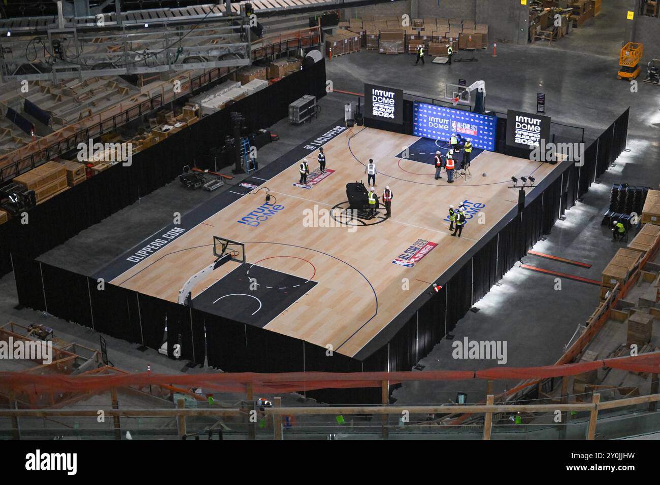 General overall view of Intuit Dome construction after a press ...