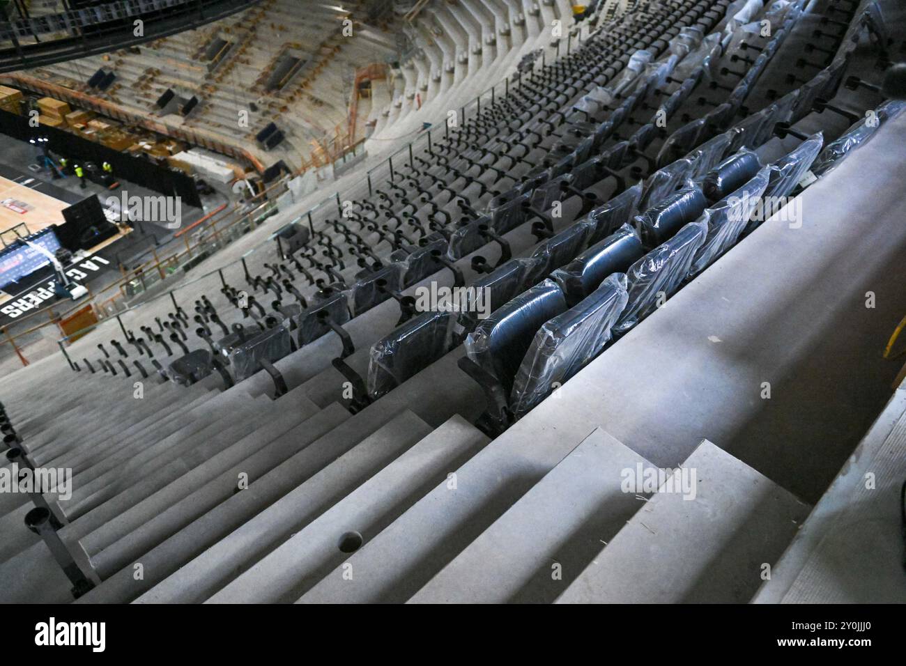 General overall view of Intuit Dome construction after a press ...