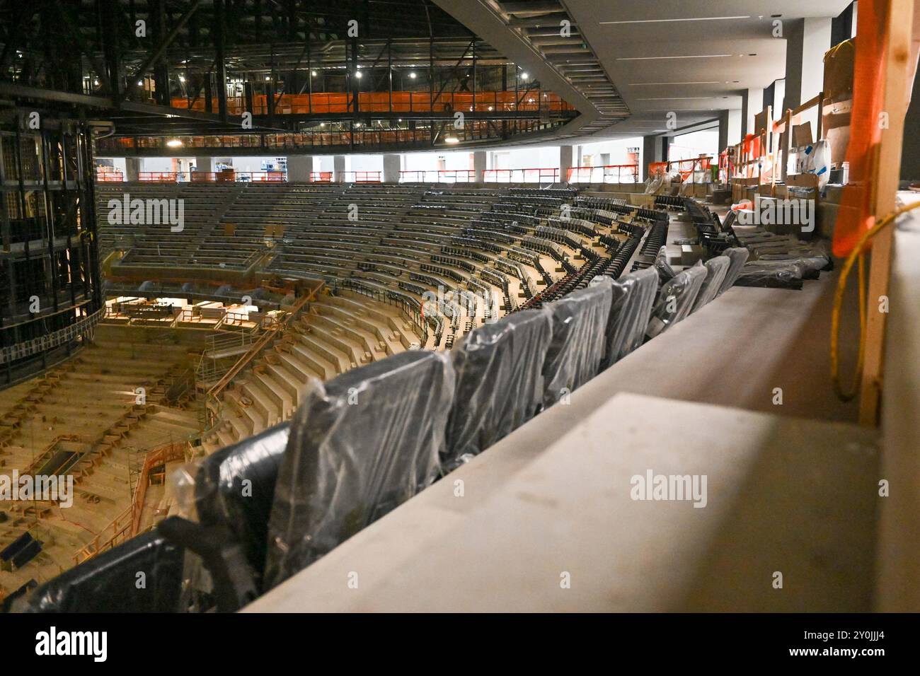 General overall view of Intuit Dome construction after a press ...