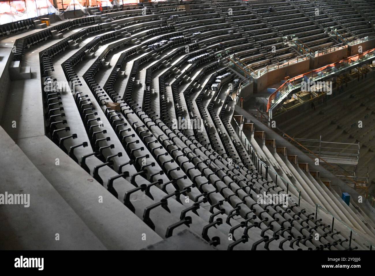 General overall view of Intuit Dome construction after a press ...