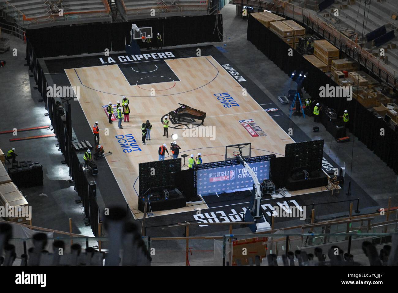 General overall view of Intuit Dome construction after a press ...