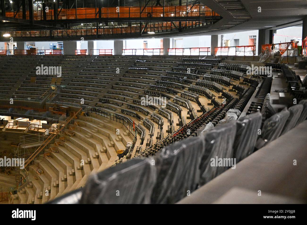 General overall view of Intuit Dome construction after a press ...