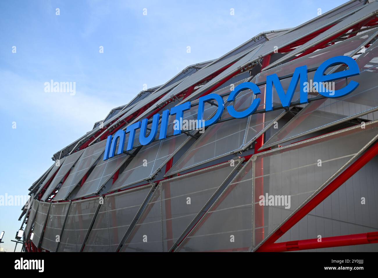 General overall view of Intuit Dome construction after a press ...