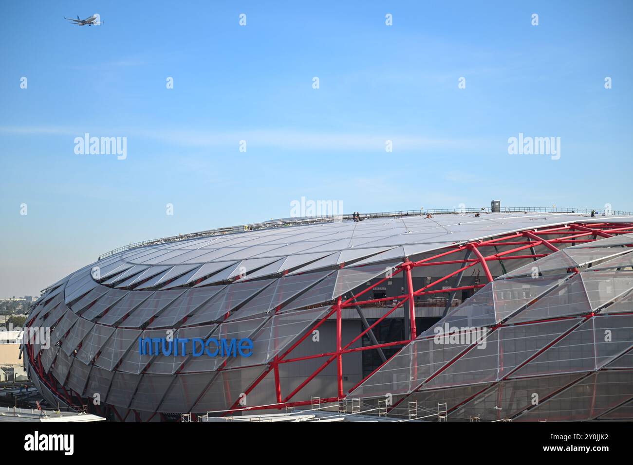 General overall view of Intuit Dome construction after a press ...