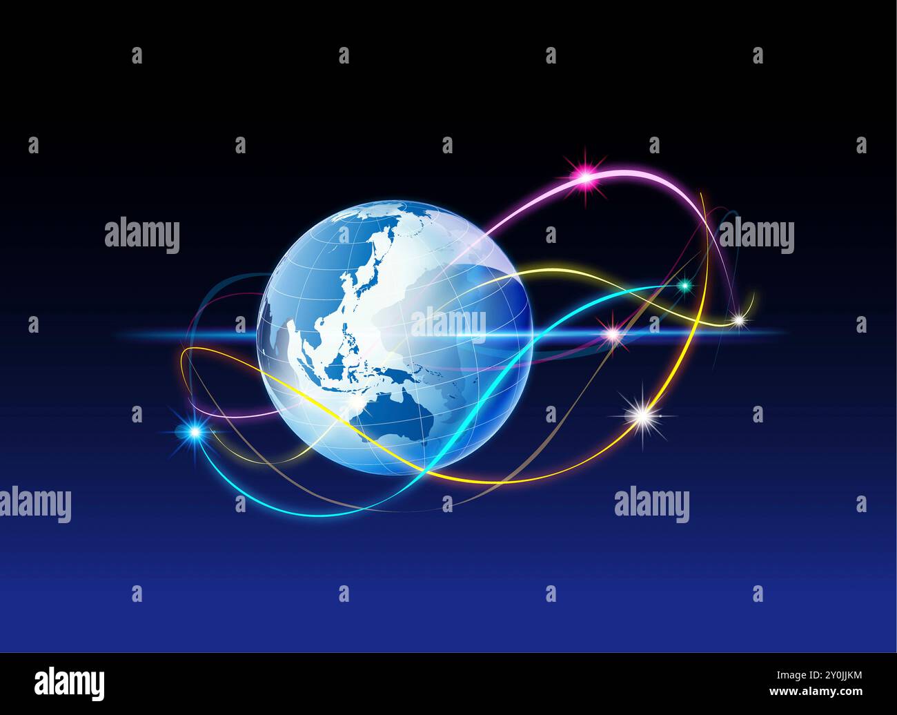 Optical network and globe Stock Photo - Alamy