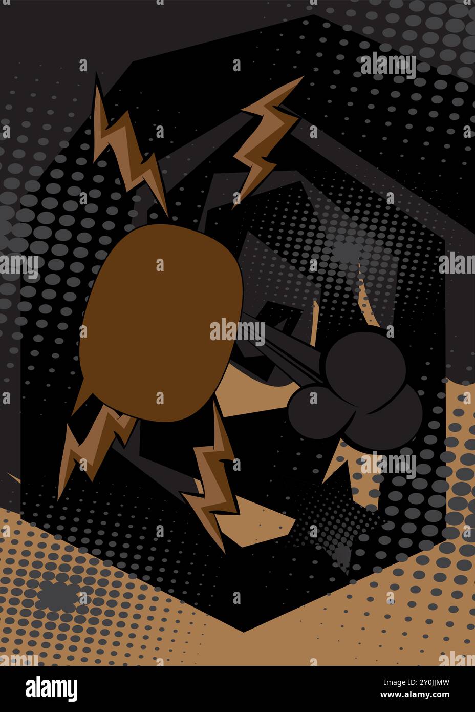 Cartoon black and brown background, comic book backdrop. Retro vector ...