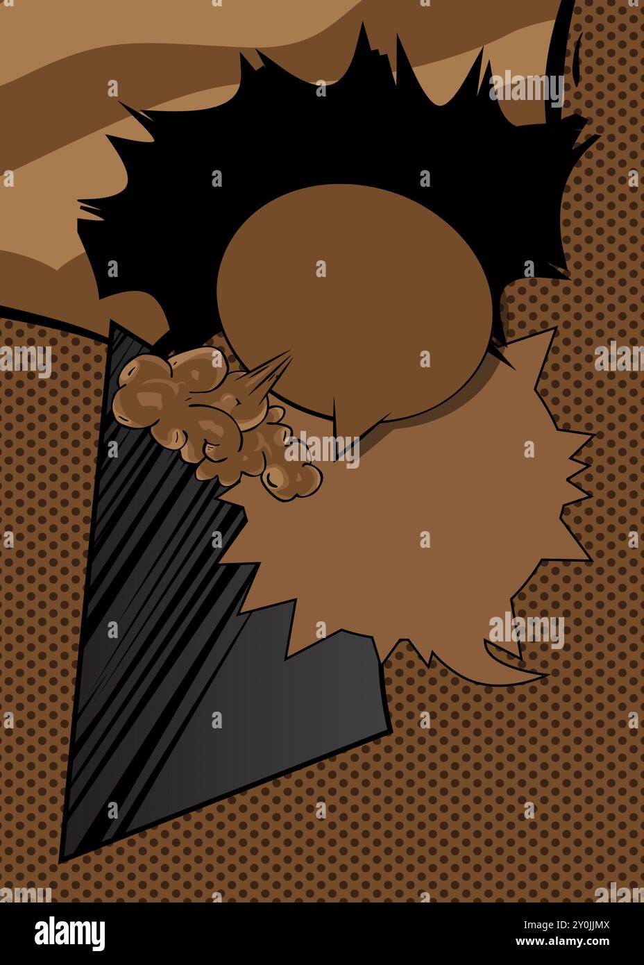 Cartoon black and brown background, comic book backdrop. Retro vector ...