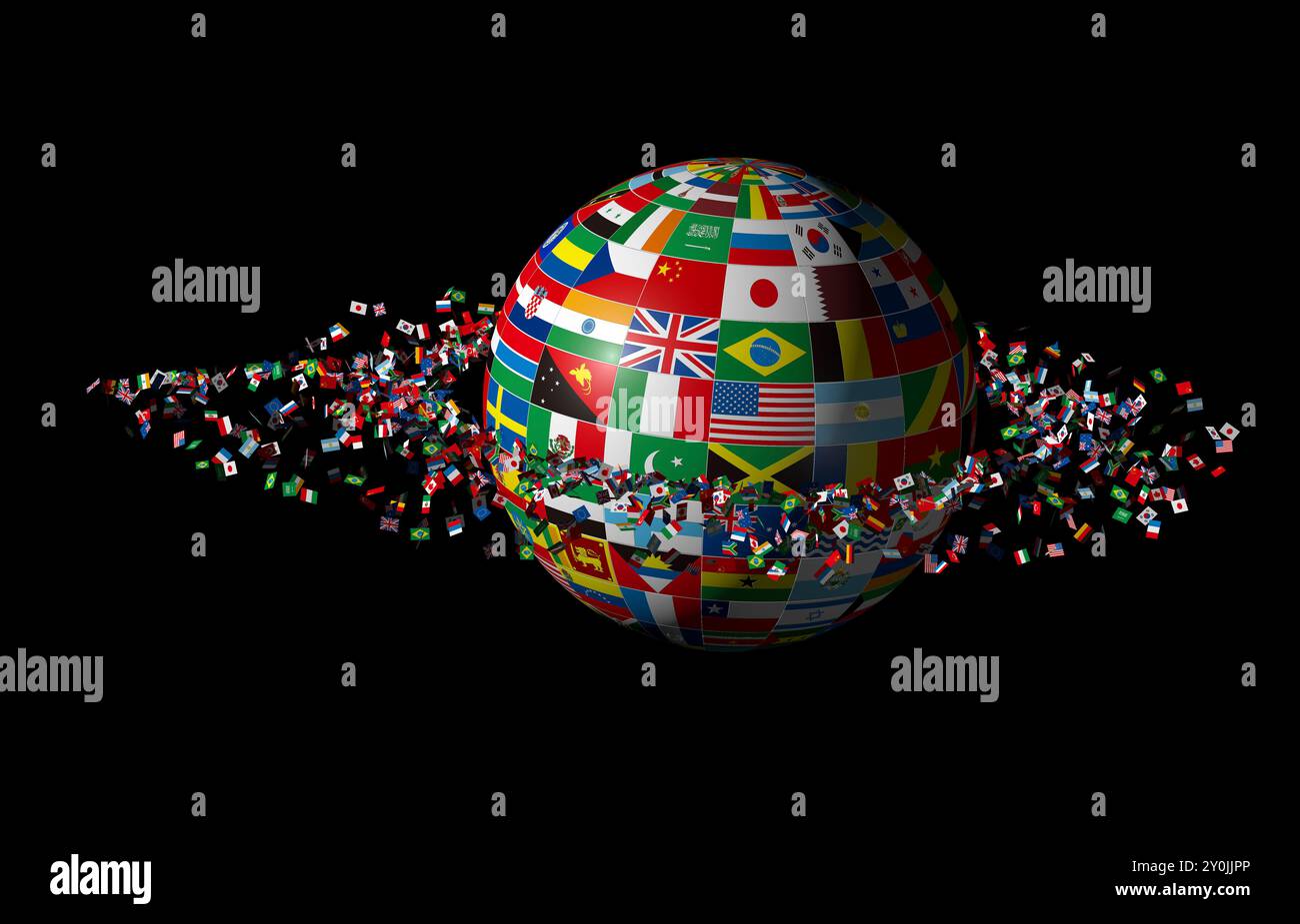 Globe of national flags Stock Photo - Alamy
