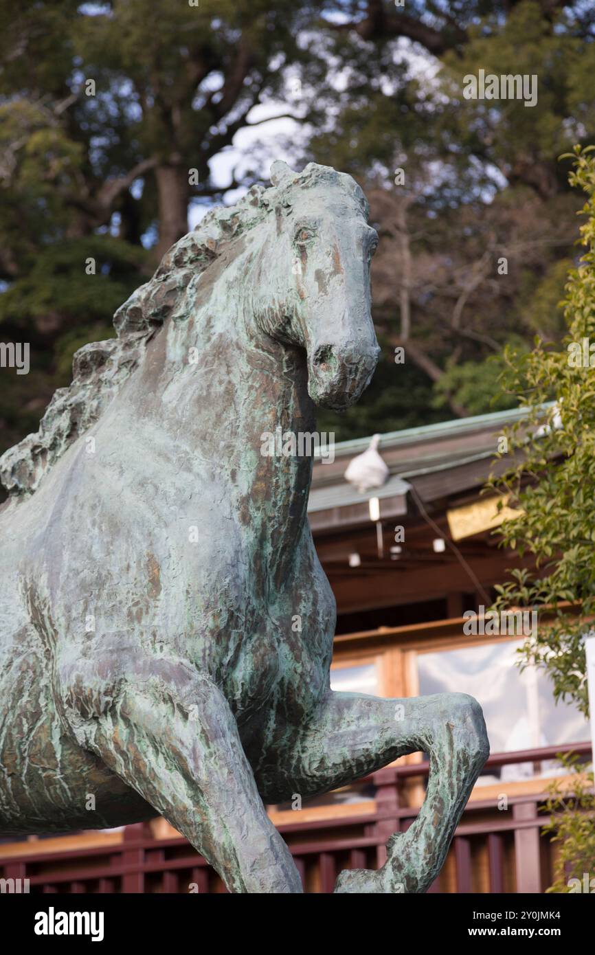 The statue of Jinba at Suwajinja Shrine Stock Photo - Alamy