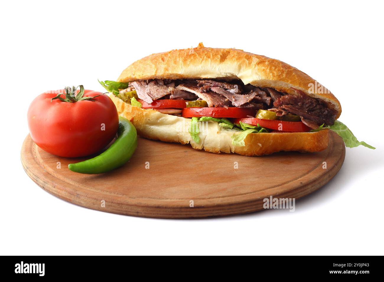 Turkish Doner Kebab Sandwich isolated on white background Stock Photo ...