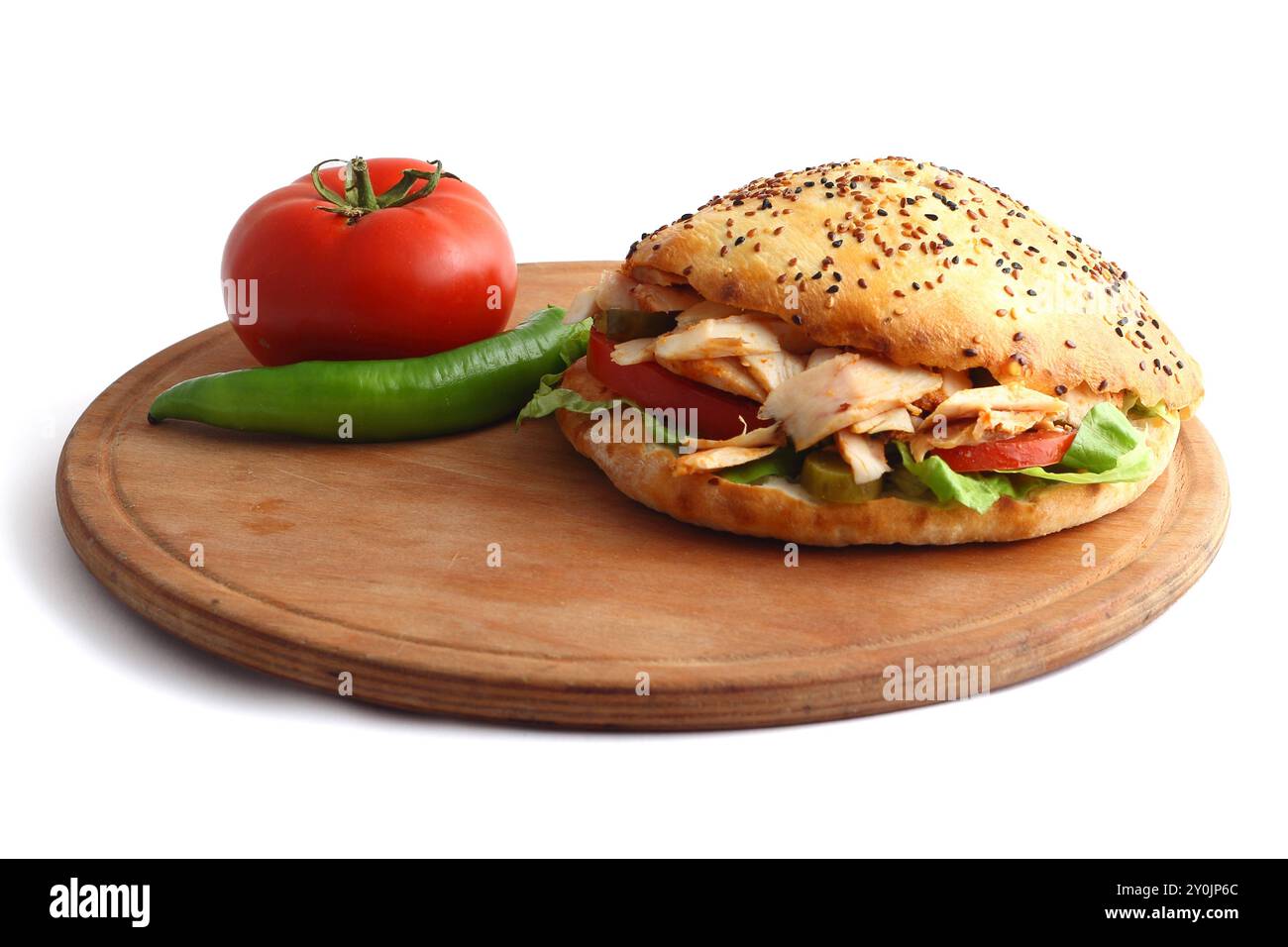 Turkish Doner Kebab Sandwich isolated on white background Stock Photo ...