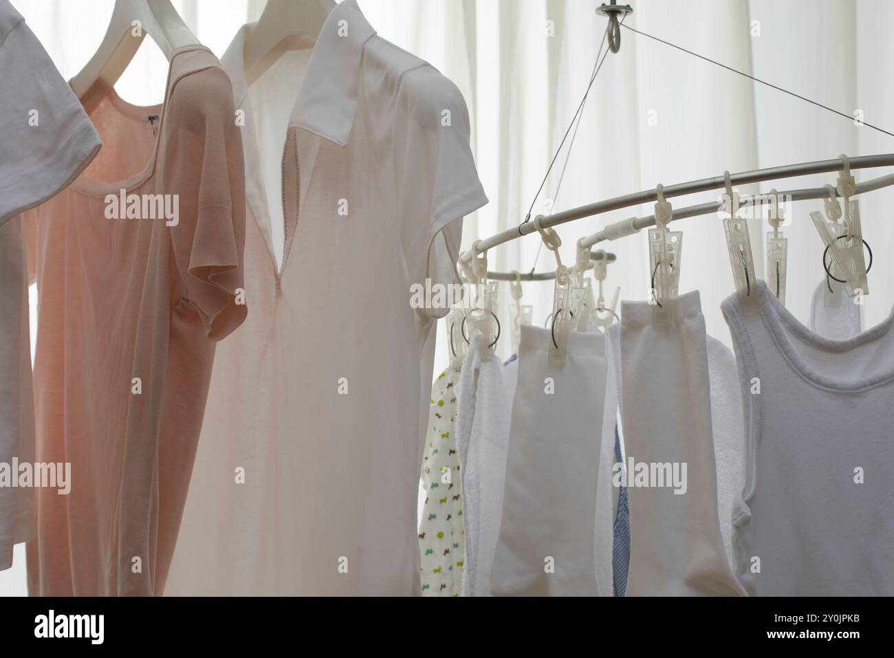 Indoor drying laundry Stock Photo - Alamy