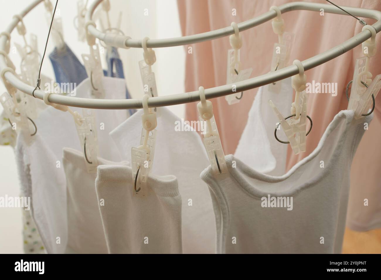 Indoor drying laundry Stock Photo - Alamy