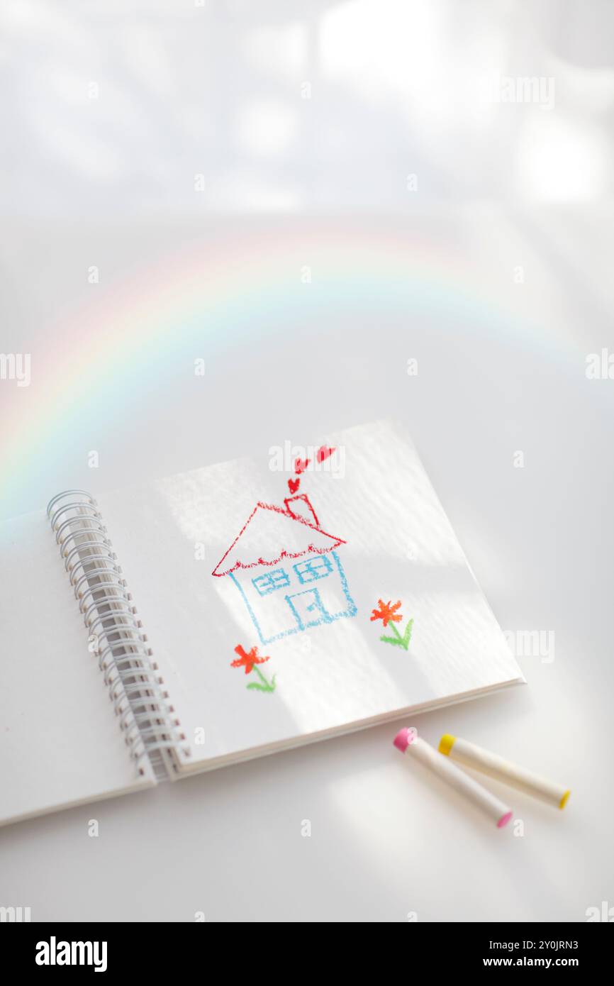 House drawn with crayons Stock Photo - Alamy