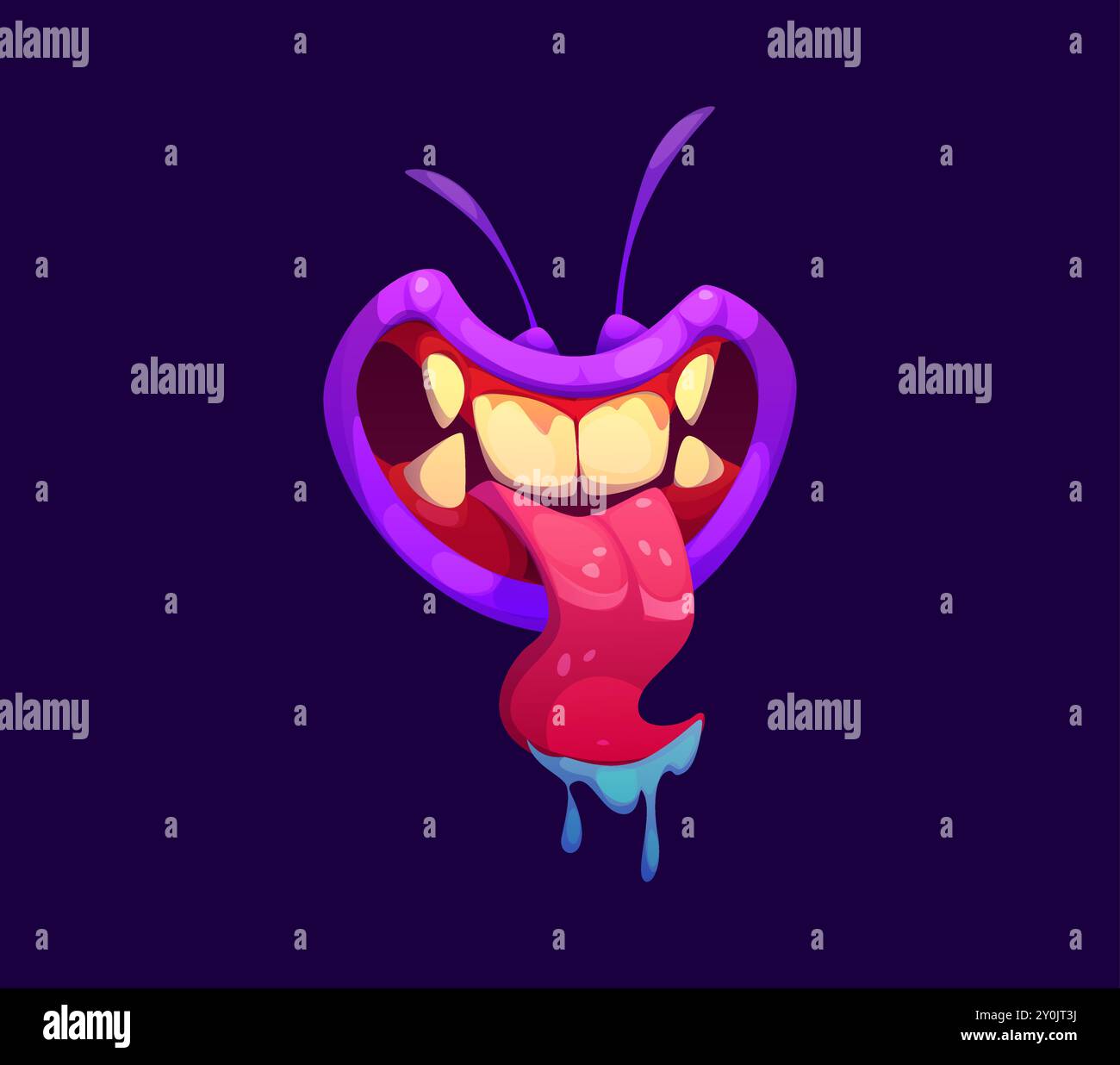 Halloween monster mouth with drool jaws and saliva tongue. Cartoon ...