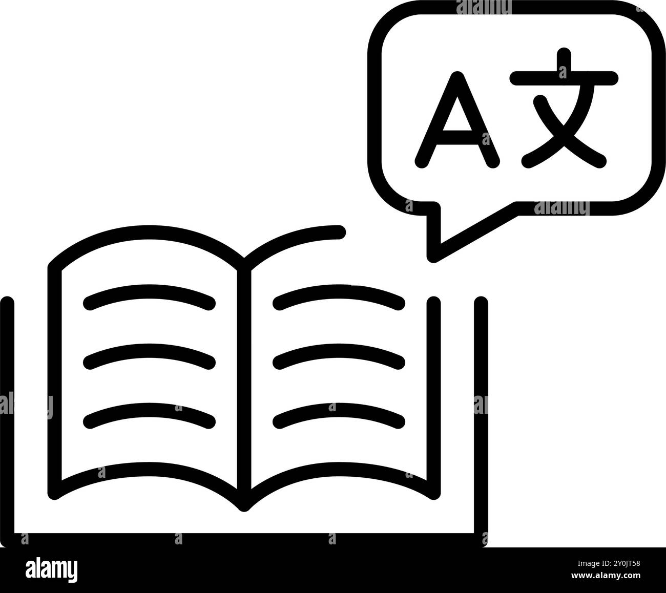 Language translation and learning guide book. Pixel perfect vector icon ...