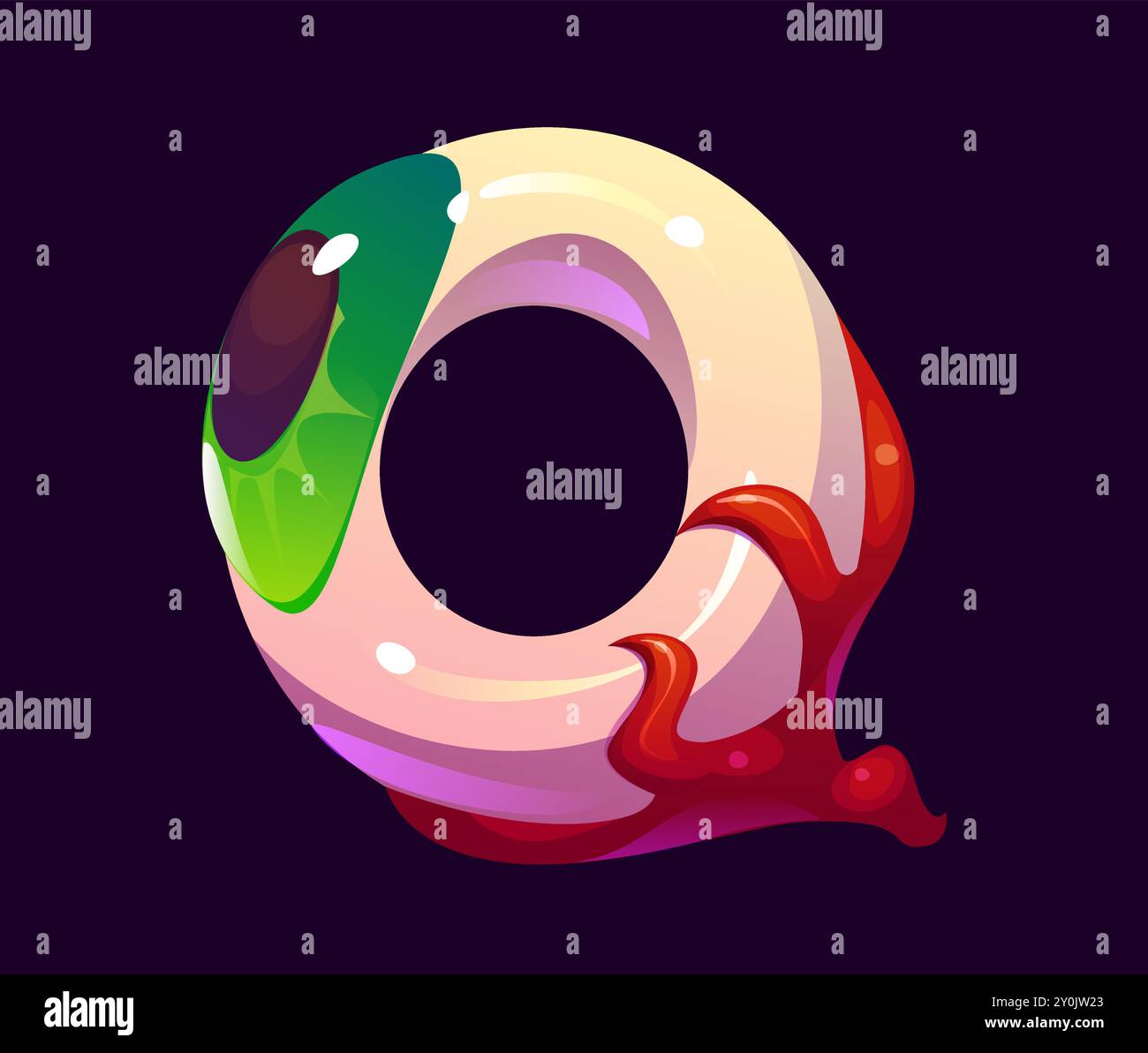 Letter Q Halloween font, cartoon evil type, funny scary typeface ...