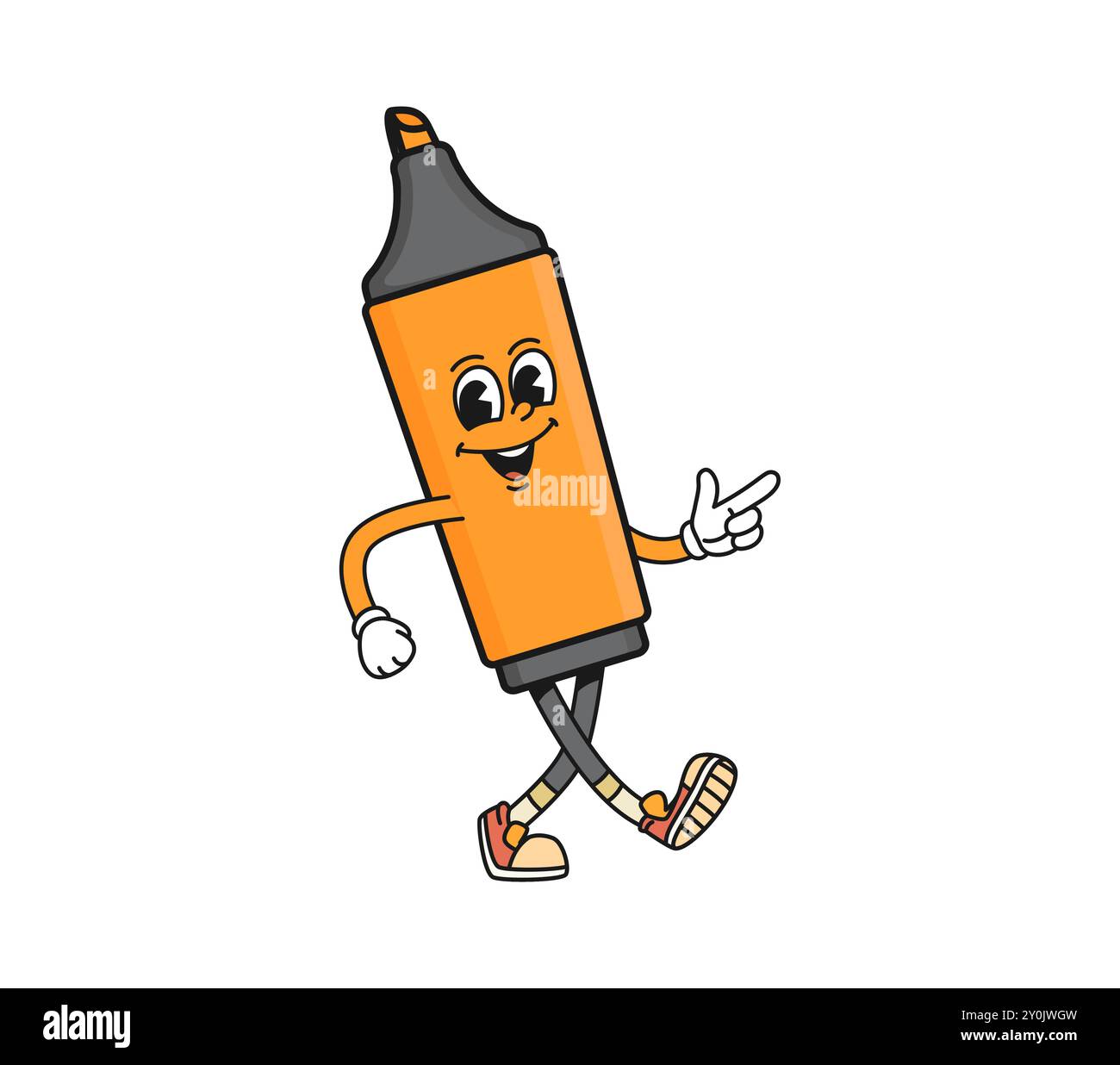 Cartoon groovy marker school character. Isolated vector fun retro ...