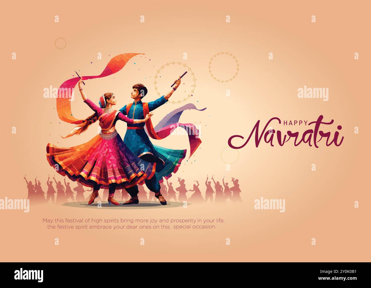 Garba Night poster for Navratri Dussehra festival of India. vector illustration design of ...