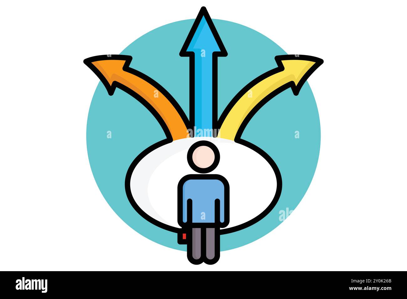 Challenge colored outline icon. businessman with cross. icon related to ...