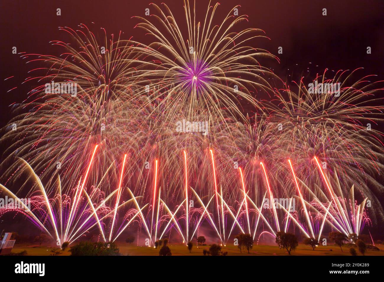 Wide starmine fireworks at the Furukawa Fireworks Festival Stock Photo ...