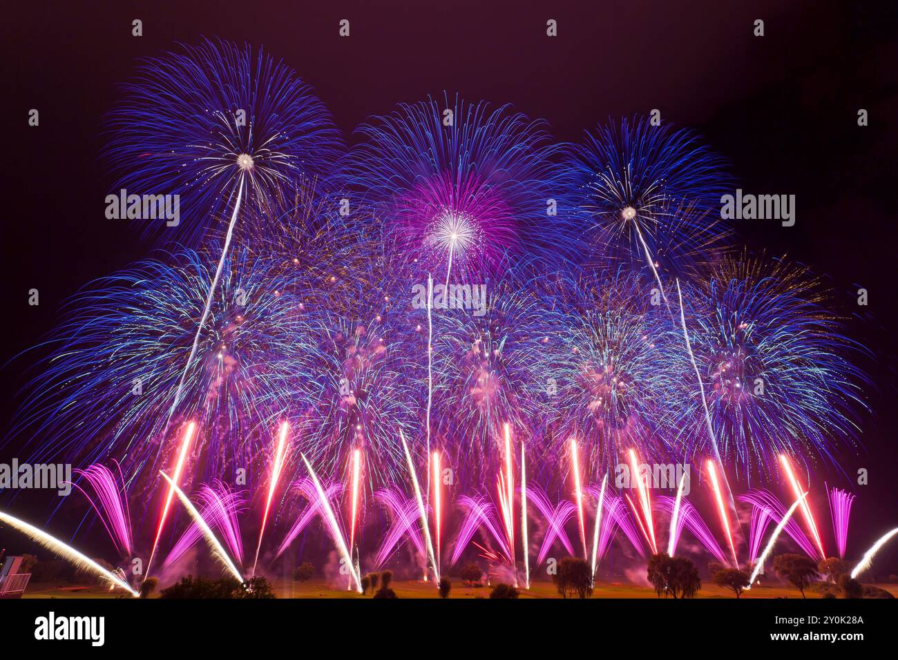 Wide starmine fireworks at the Furukawa Fireworks Festival Stock Photo ...