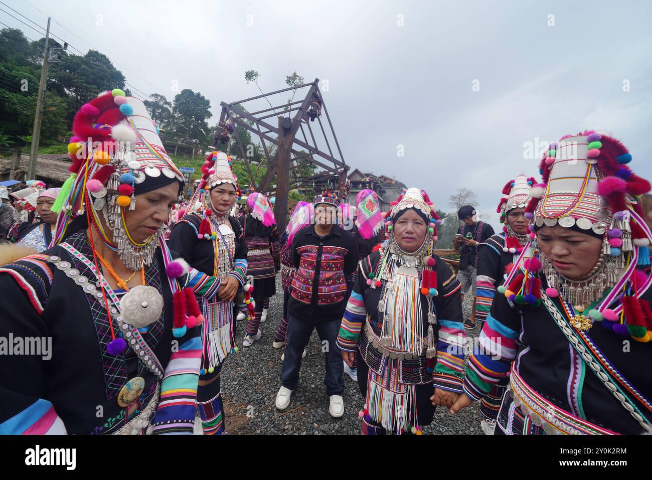 CHIANG RAI, THAILAND - 30 AUGUST 2024 : The Akha Swing Festival is a ...
